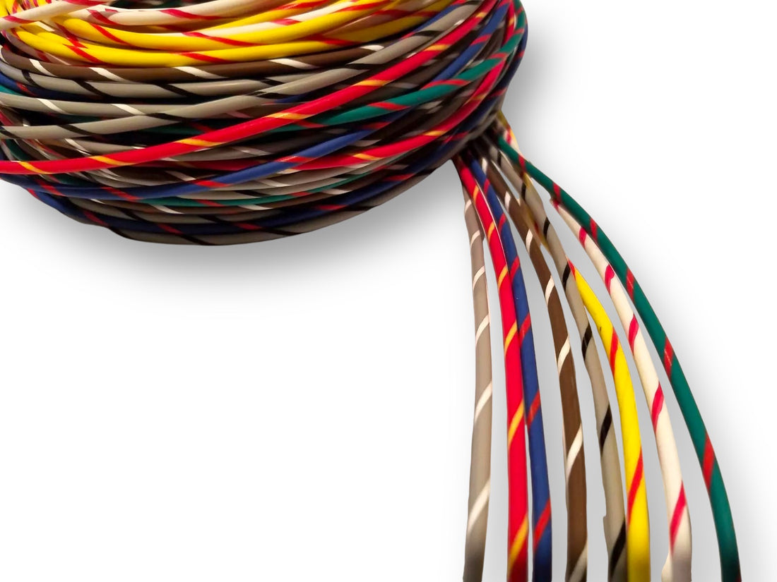 GXL HIGH TEMP AUTOMOTIVE POWER WIRE 8 STRIPED COLORS 25 FT EA (14 AWG ...
