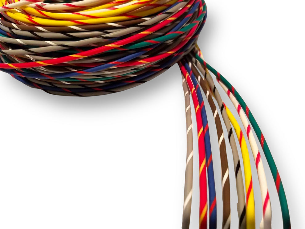 GXL HIGH TEMP AUTOMOTIVE POWER WIRE 8 STRIPED COLORS 25 FT EA (14 AWG ...